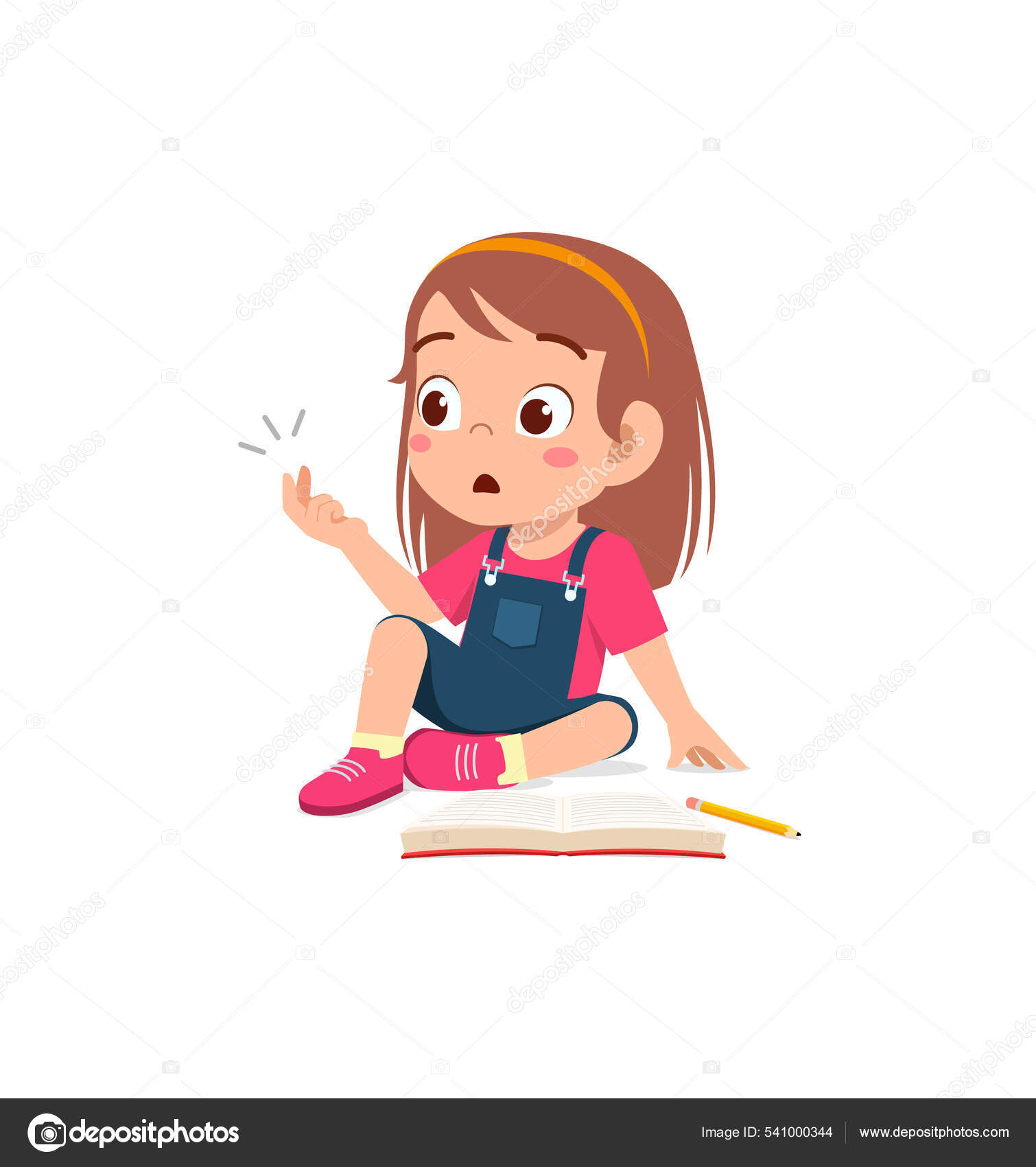 Linda Niña Estudiar Matemáticas Con Dedo Contando Vector de stock ...