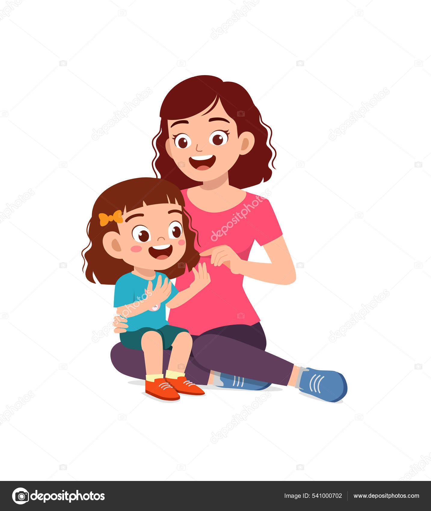 Cute Little Girl Study Math Mother Vector de stock por ©colorfuelstudio ...