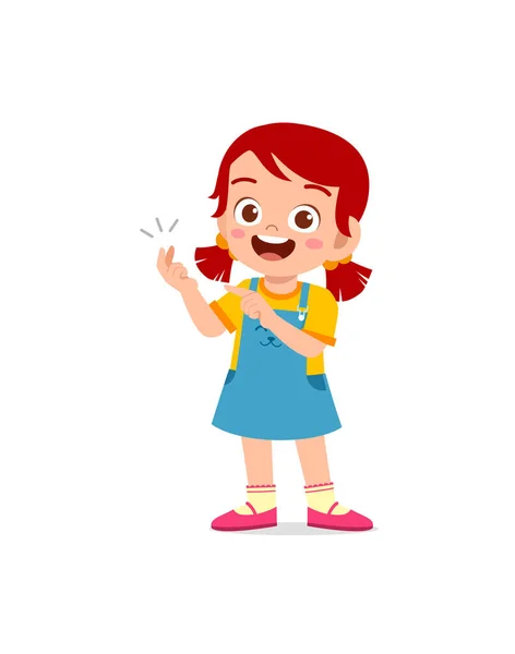 Happy Cute Little Kid Girl Standing Clap Hand Stock Vector by ...