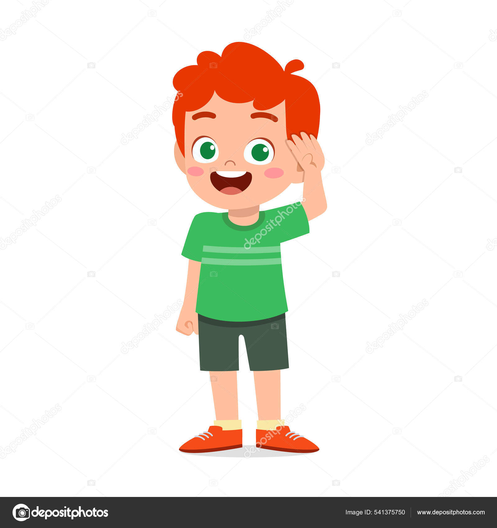 Cute Little Boy Stand Give Salute Pose Stock Illustration by ...