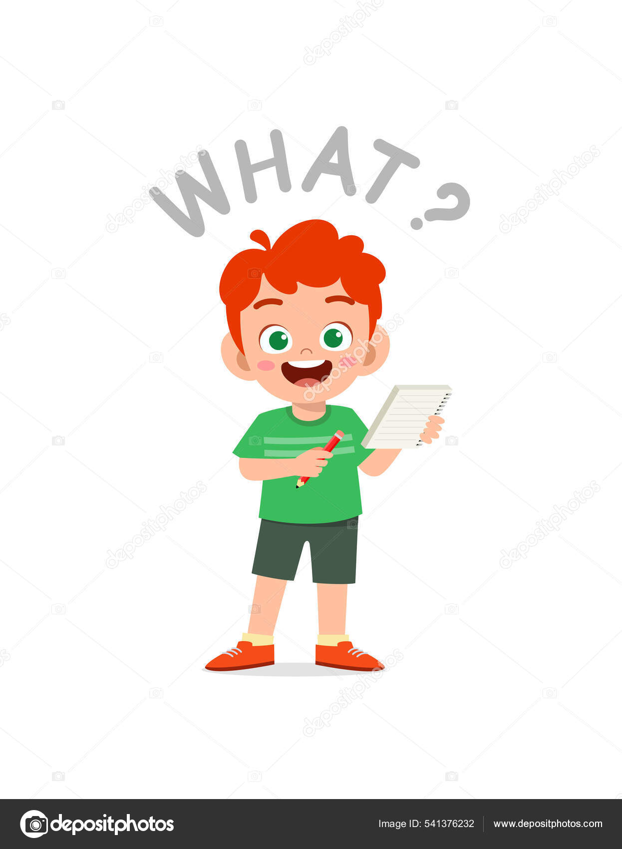 Cute Little Boy Holding Note Book Journalist Stock Illustration by ...