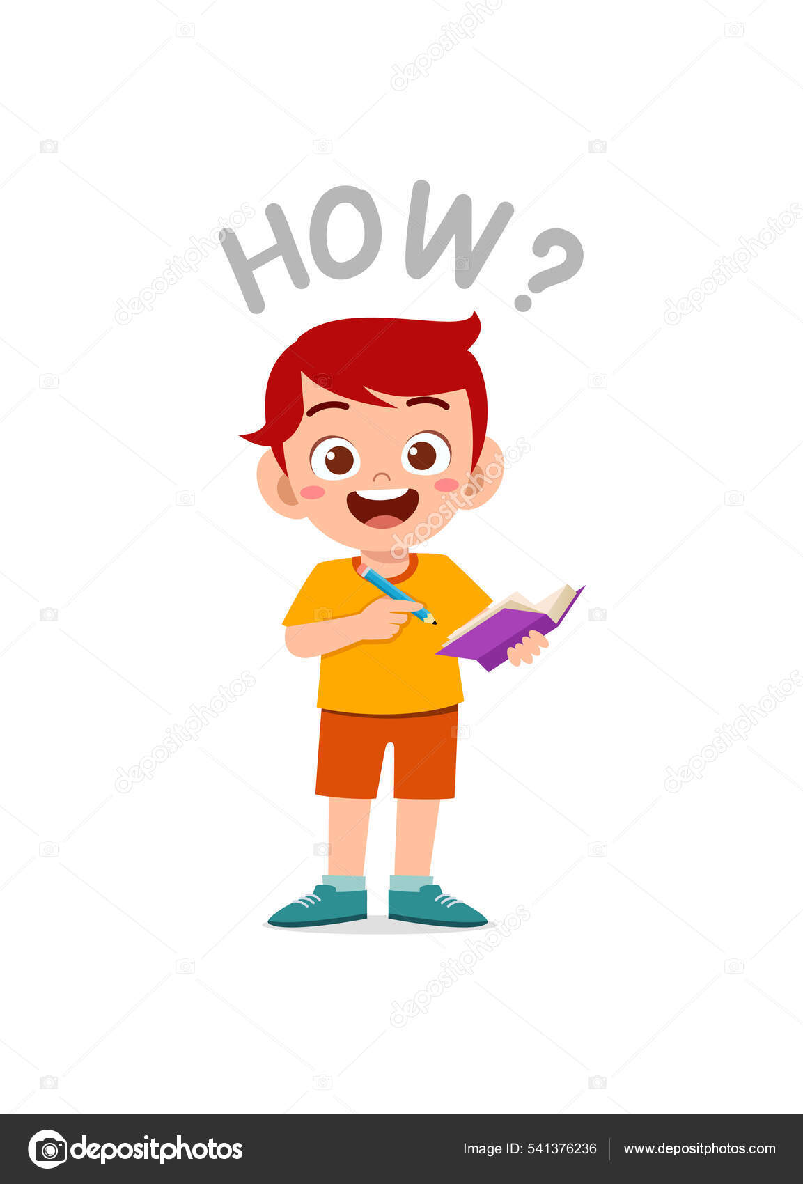 Cute Little Boy Holding Note Book Journalist Stock Vector by ...