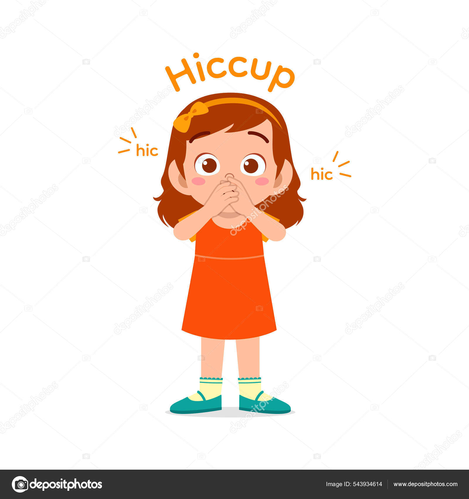 Cute Little Girl Standing Get Hiccup Stock Vector Image by ...