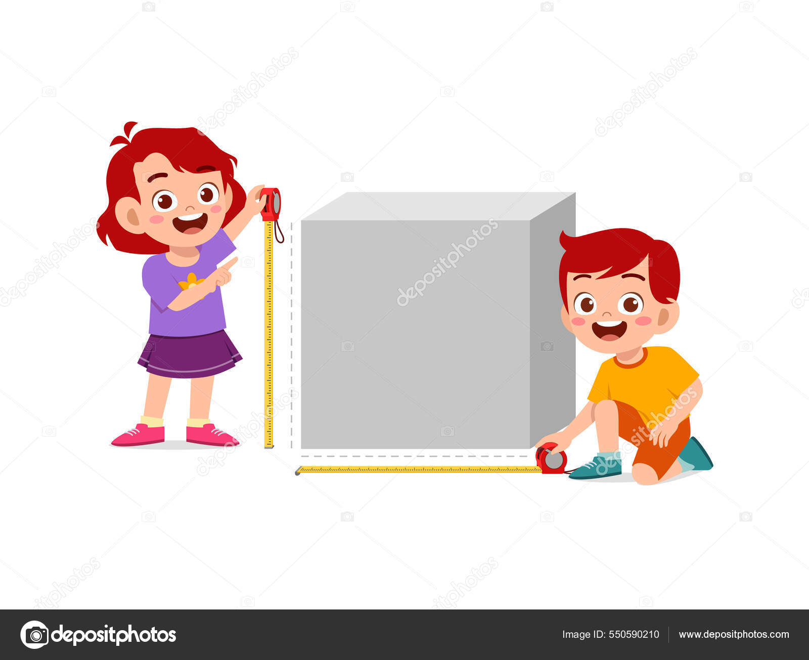 Kids Measure Width Height Geometric Shape Stock Vector by ...