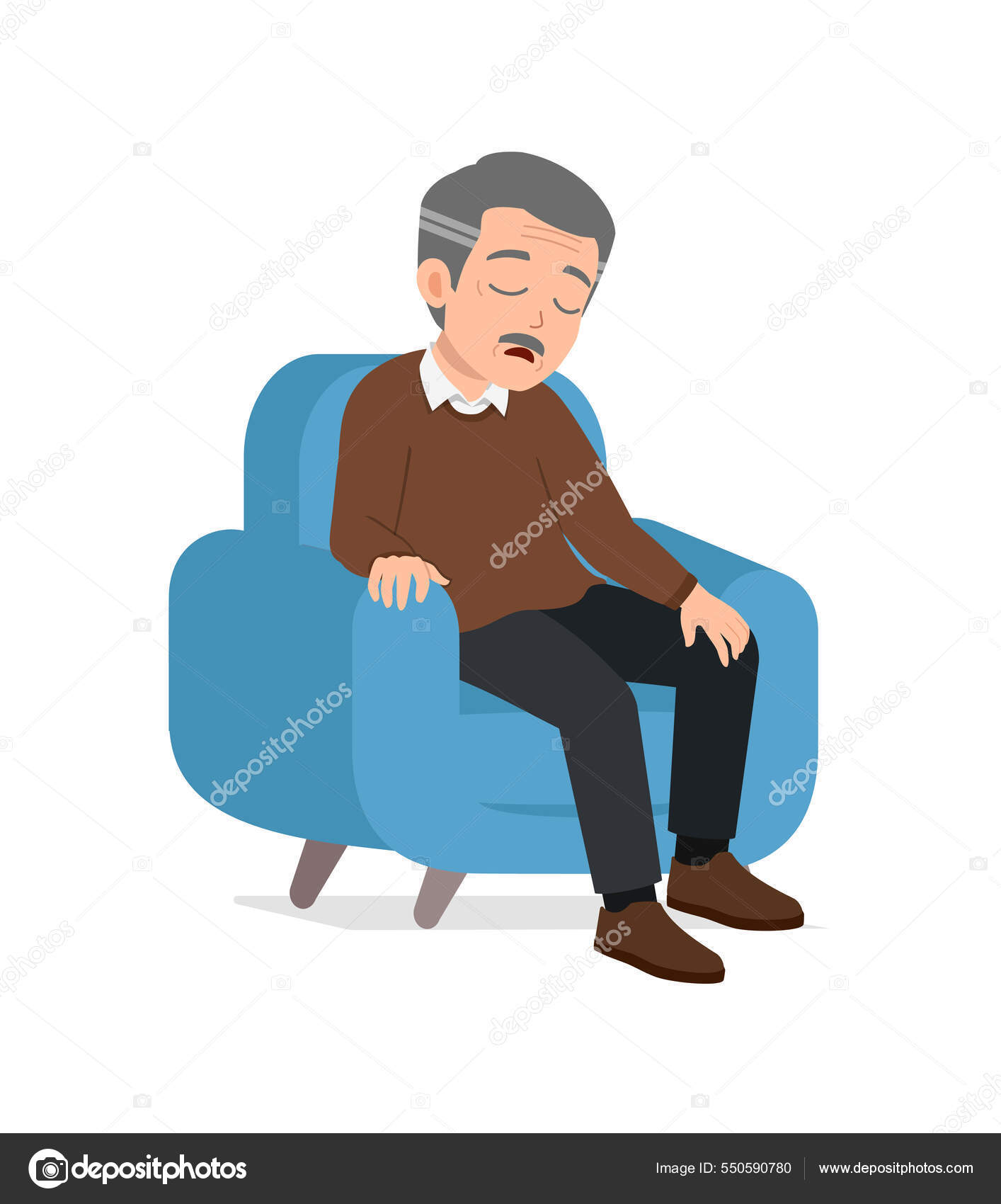 Old Man Sit Sofa Feel Sleepy Stock Vector Image by ©colorfuelstudio ...