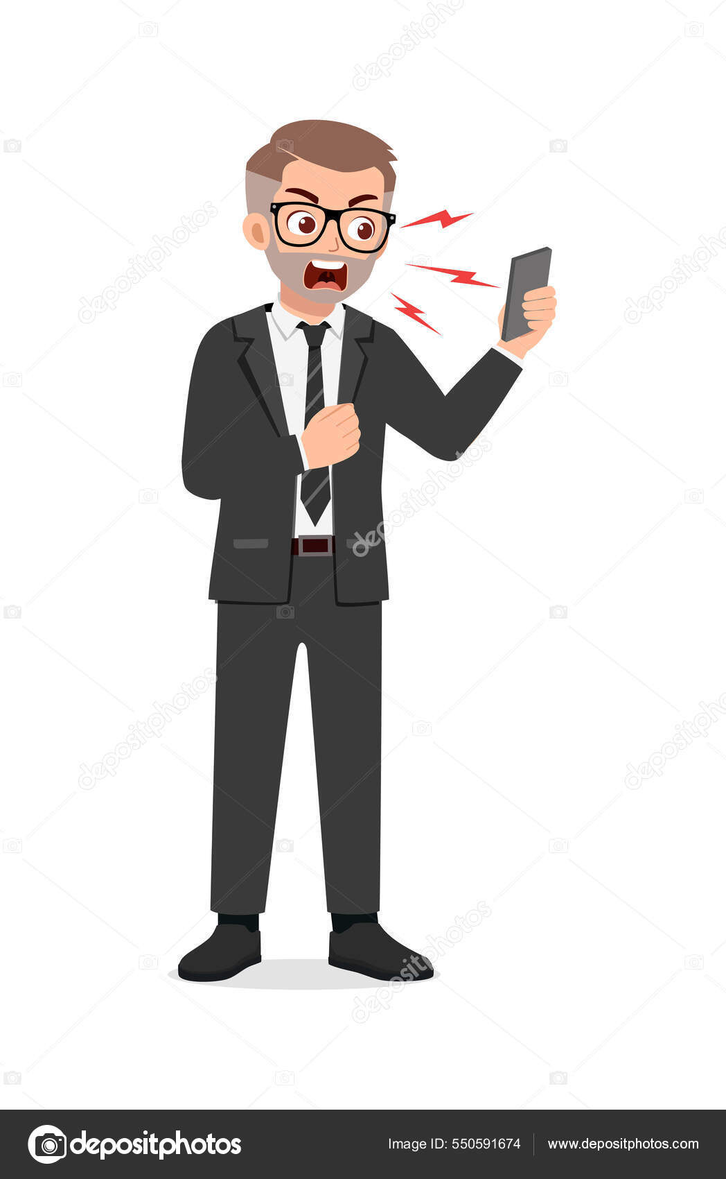 Young Man Feel Angry Scream Phone Stock Illustration by ...
