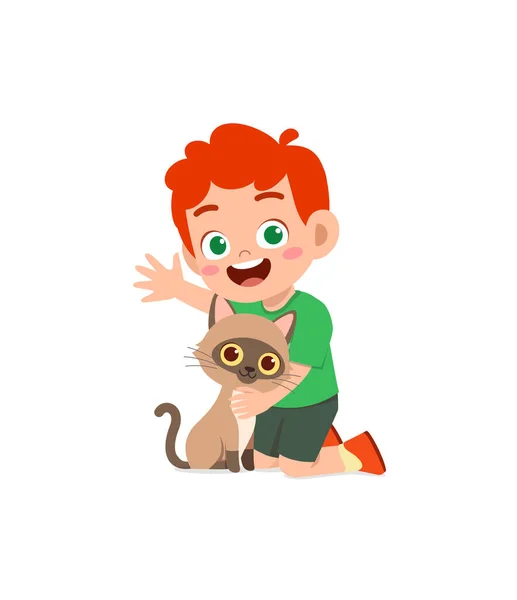 Little Boy Playing Together Cute Cat Stock Vector by ©colorfuelstudio ...