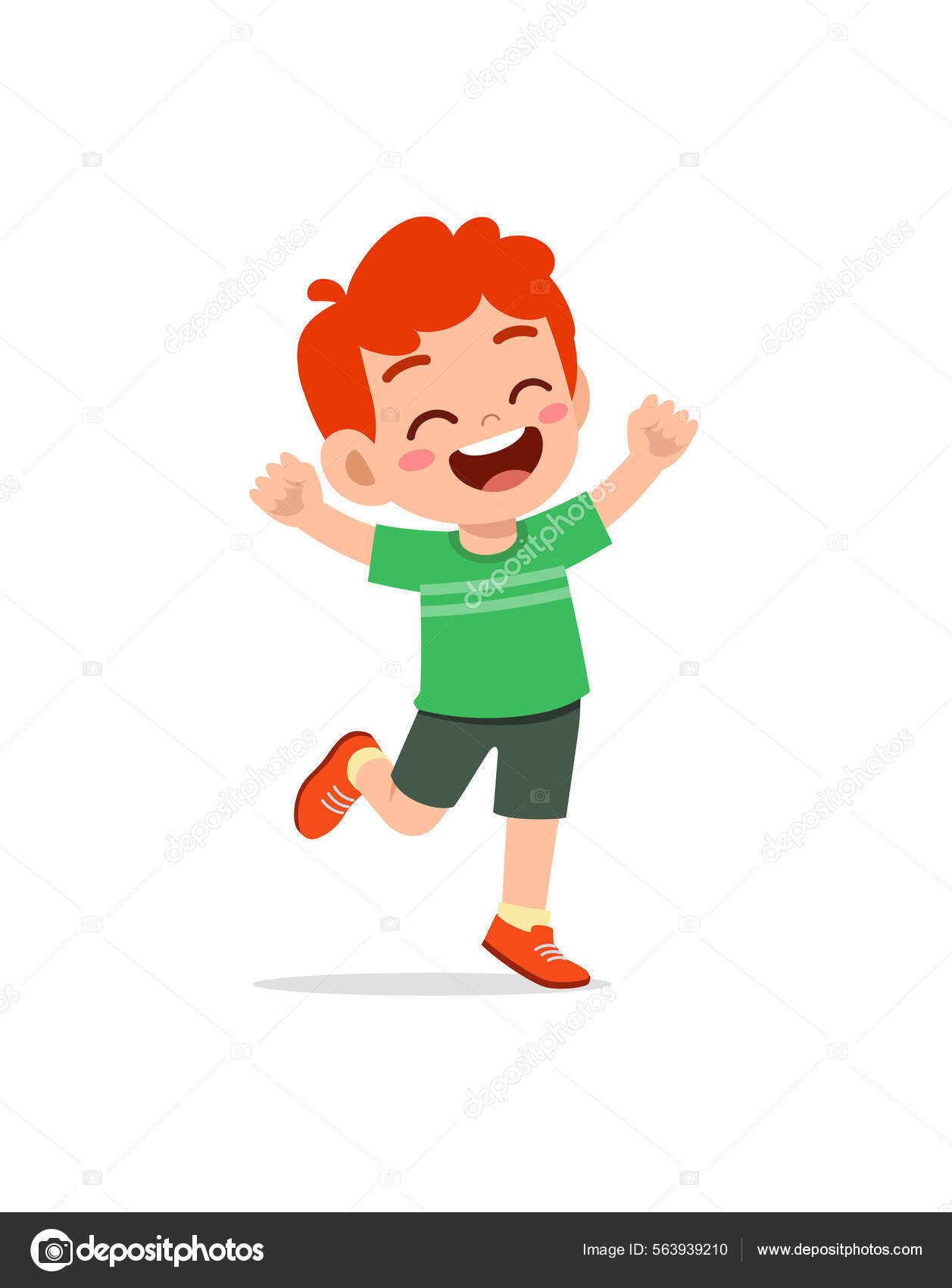 Lindo Niño Pequeño Saltar Sentirse Feliz Vector de stock #563939210 de ...