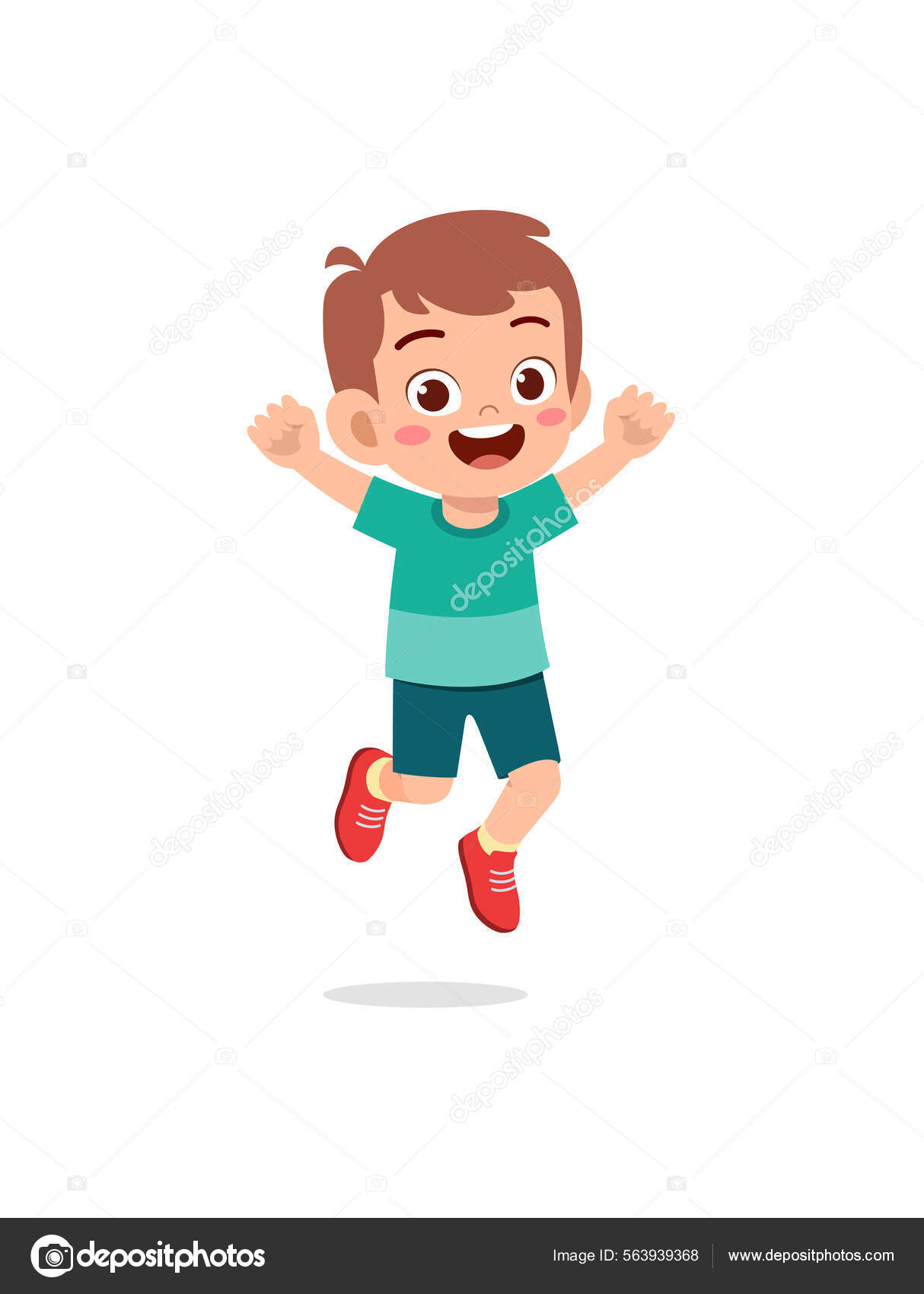 Cute Little Kid Jump Feel Happy Stock Vector by ©colorfuelstudio 563939368
