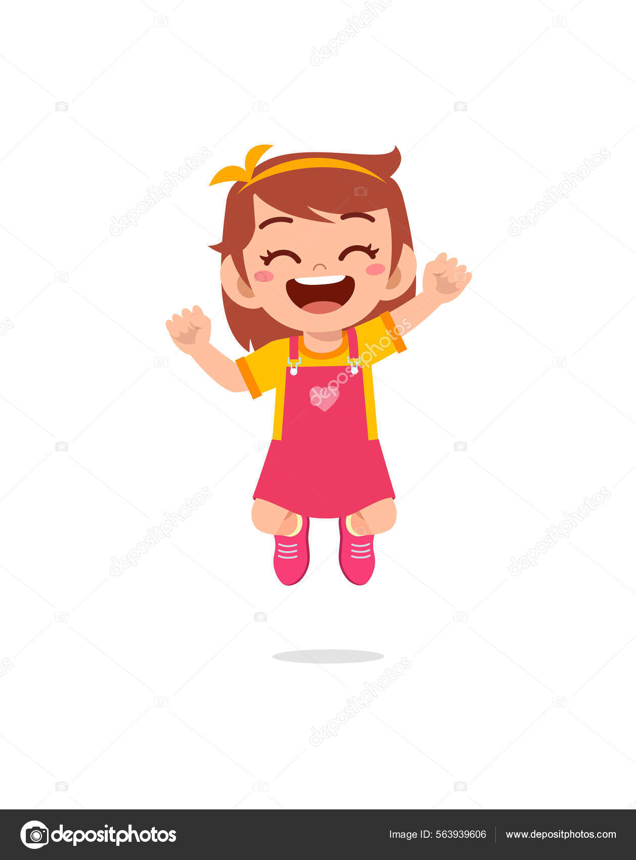 Cute Little Kid Jump Feel Happy Stock Vector by ©colorfuelstudio 563939606