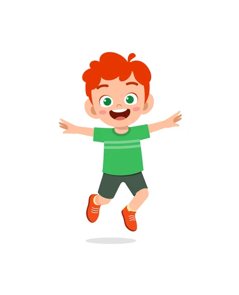 Cute Little Kid Jump Feel Happy Stock Vector by ©colorfuelstudio 563941022