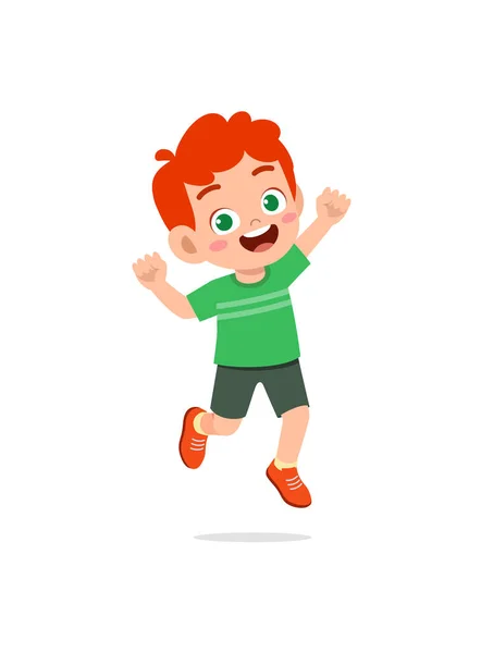 Lindo Niño Pequeño Saltar Sentirse Feliz Vector de stock #563939370 de ...