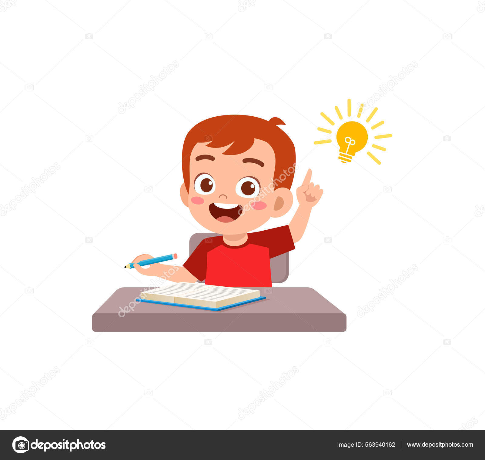 Niño Pequeño Hacer Tarea Encontrar Respuesta Vector de stock #563940162 ...