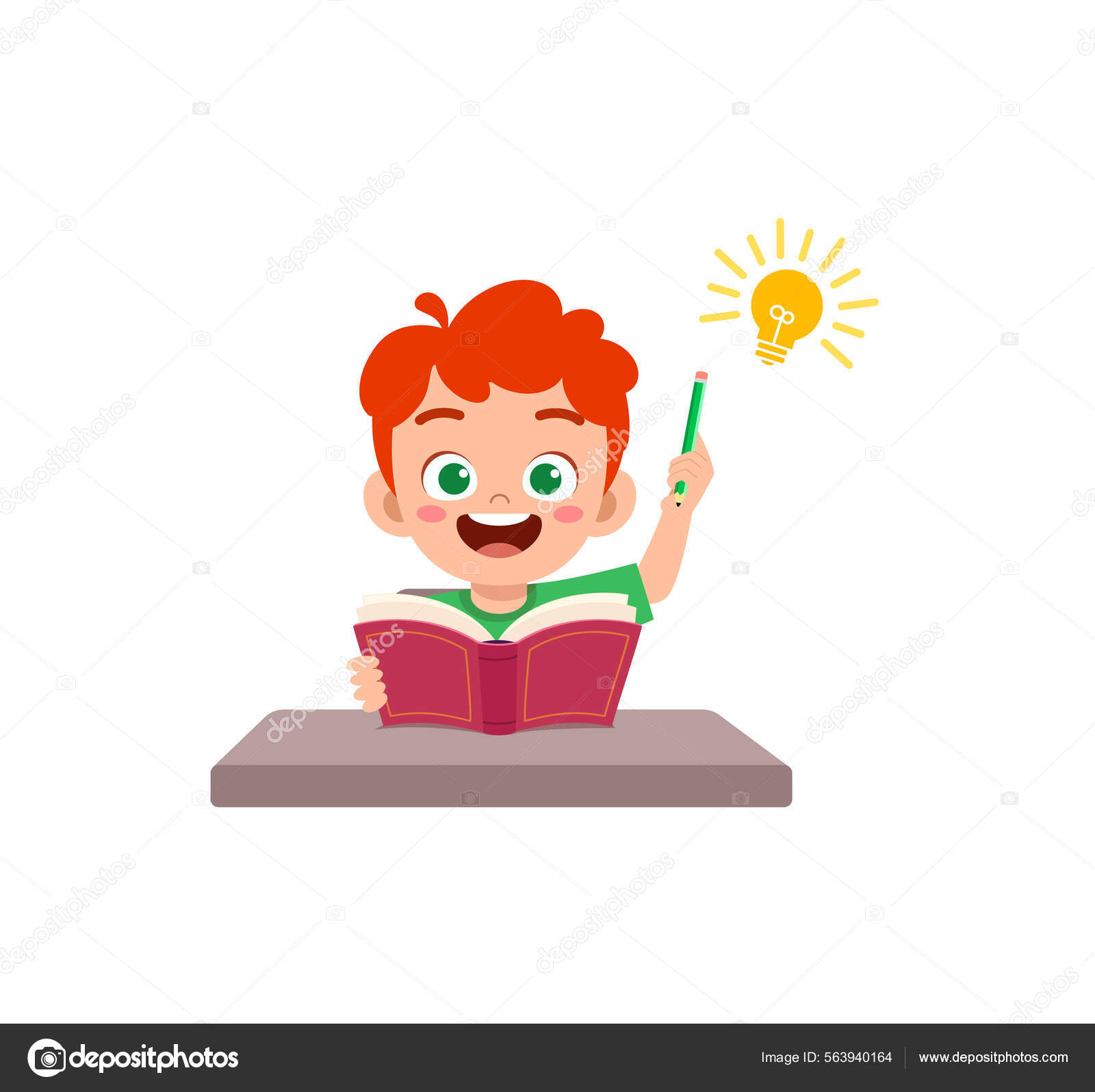 Niño Pequeño Hacer Tarea Encontrar Respuesta Vector de stock #563940164 ...