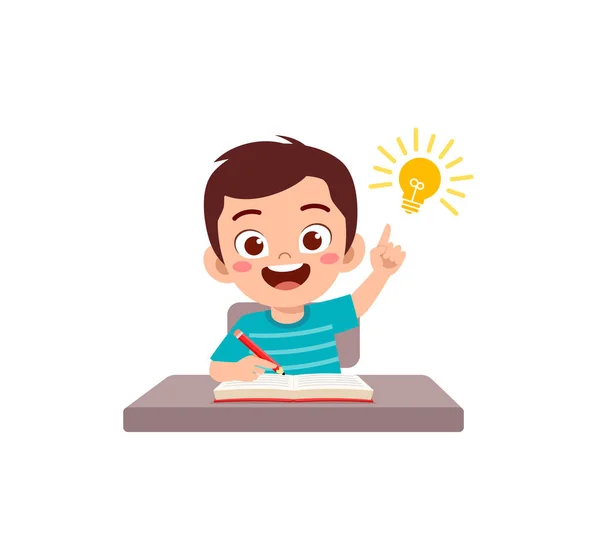 Happy kid study homework vector illustration Stock Vector by ...