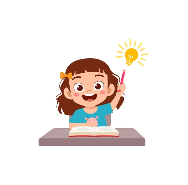 Niño Pequeño Hacer Tarea Encontrar Respuesta Vector de stock por ...