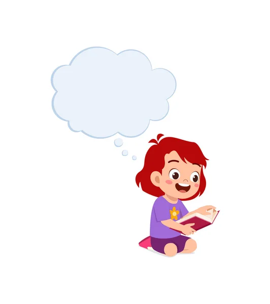 Kid Reading And Thinking Clipart
