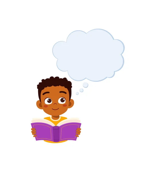 Child Reading And Thinking Clipart Image