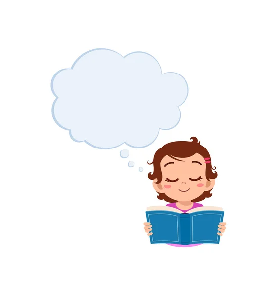 Child Reading And Thinking Clipart Image