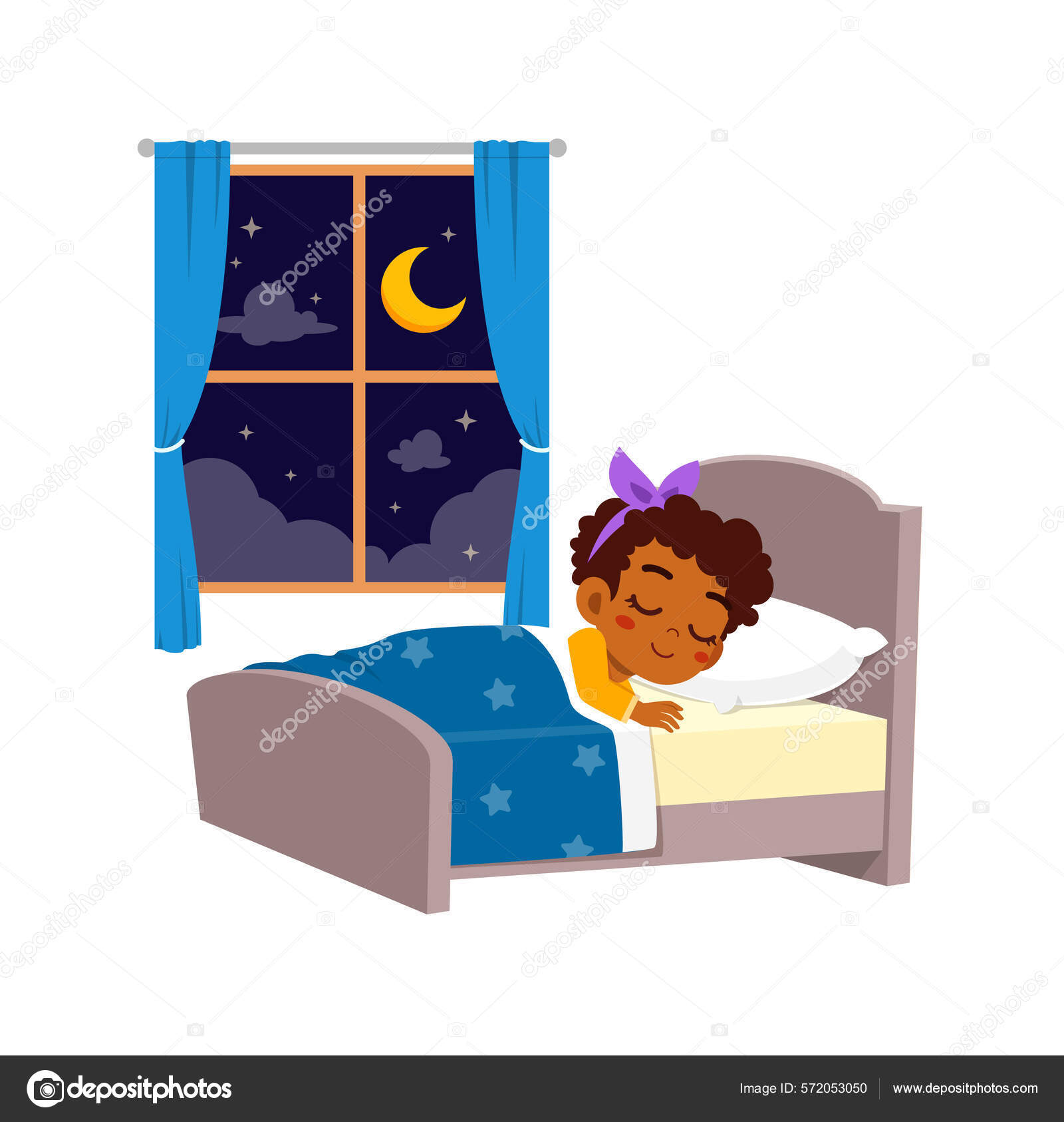 Anak Kecil Tidur Kamar Malam Hari Vektor Stok oleh ©colorfuelstudio ...