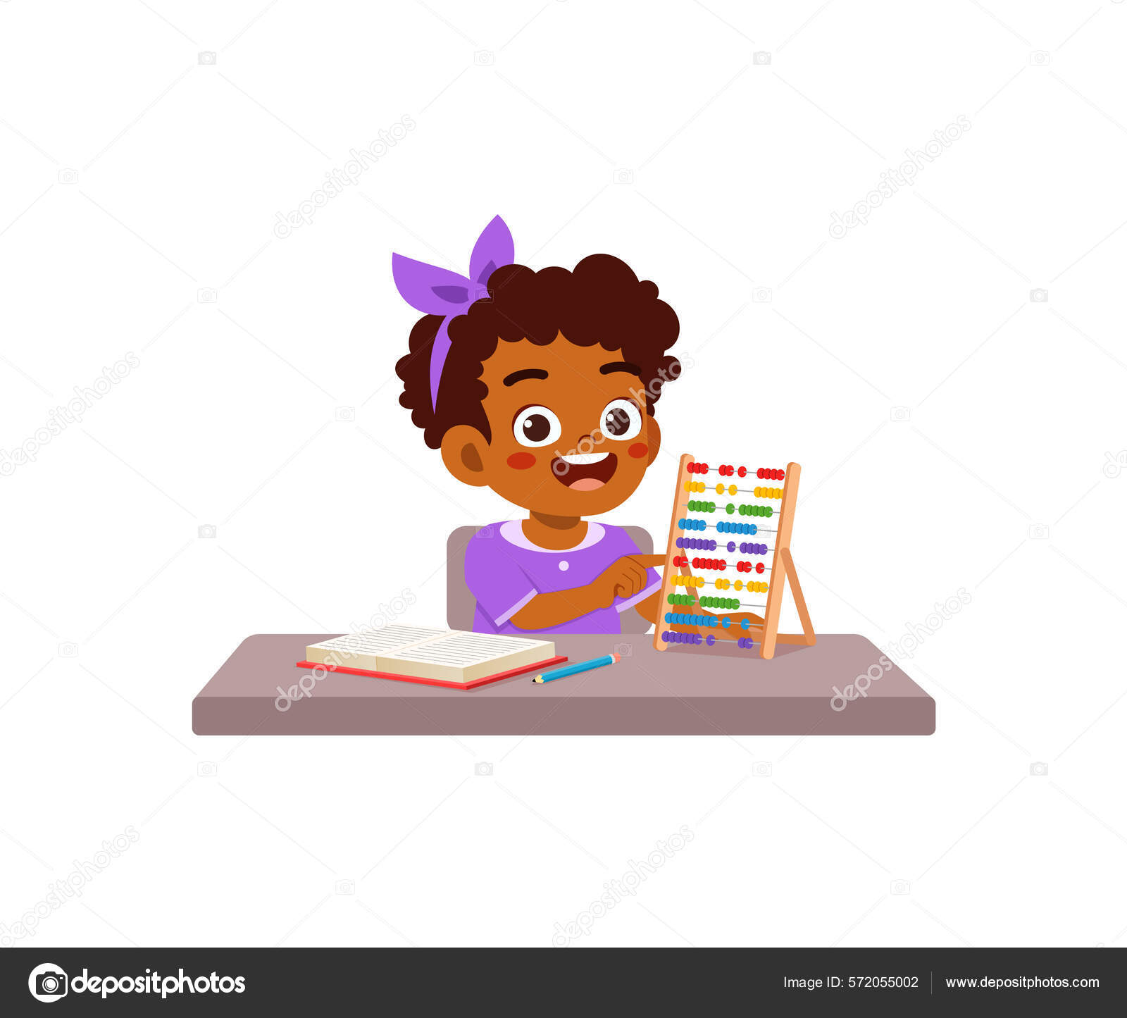 Little Kid Study Math Feel Happy Stock Vector Image by ©colorfuelstudio ...