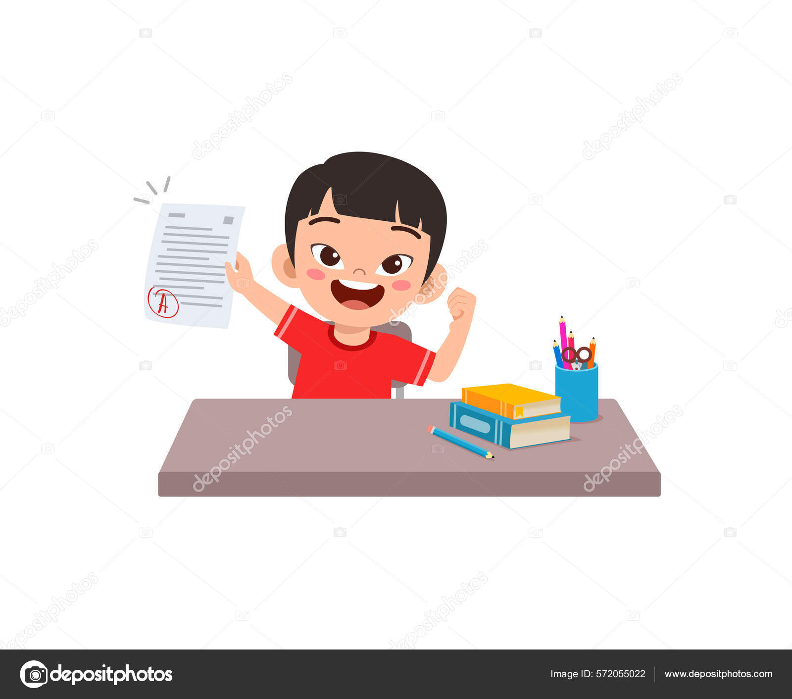 Little Kid Get Good Grade Feel Happy Stock Vector Image by ...