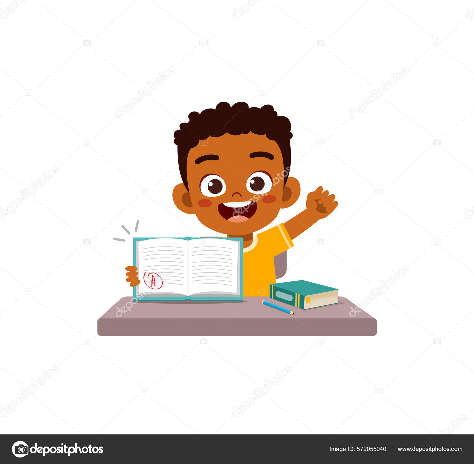 Little Kid Get Good Grade Feel Happy Stock Vector Image by ...