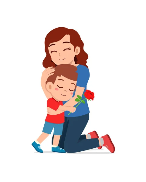 Young Happy Mother Hug Cute Little Boy Stock Vector by ©colorfuelstudio ...