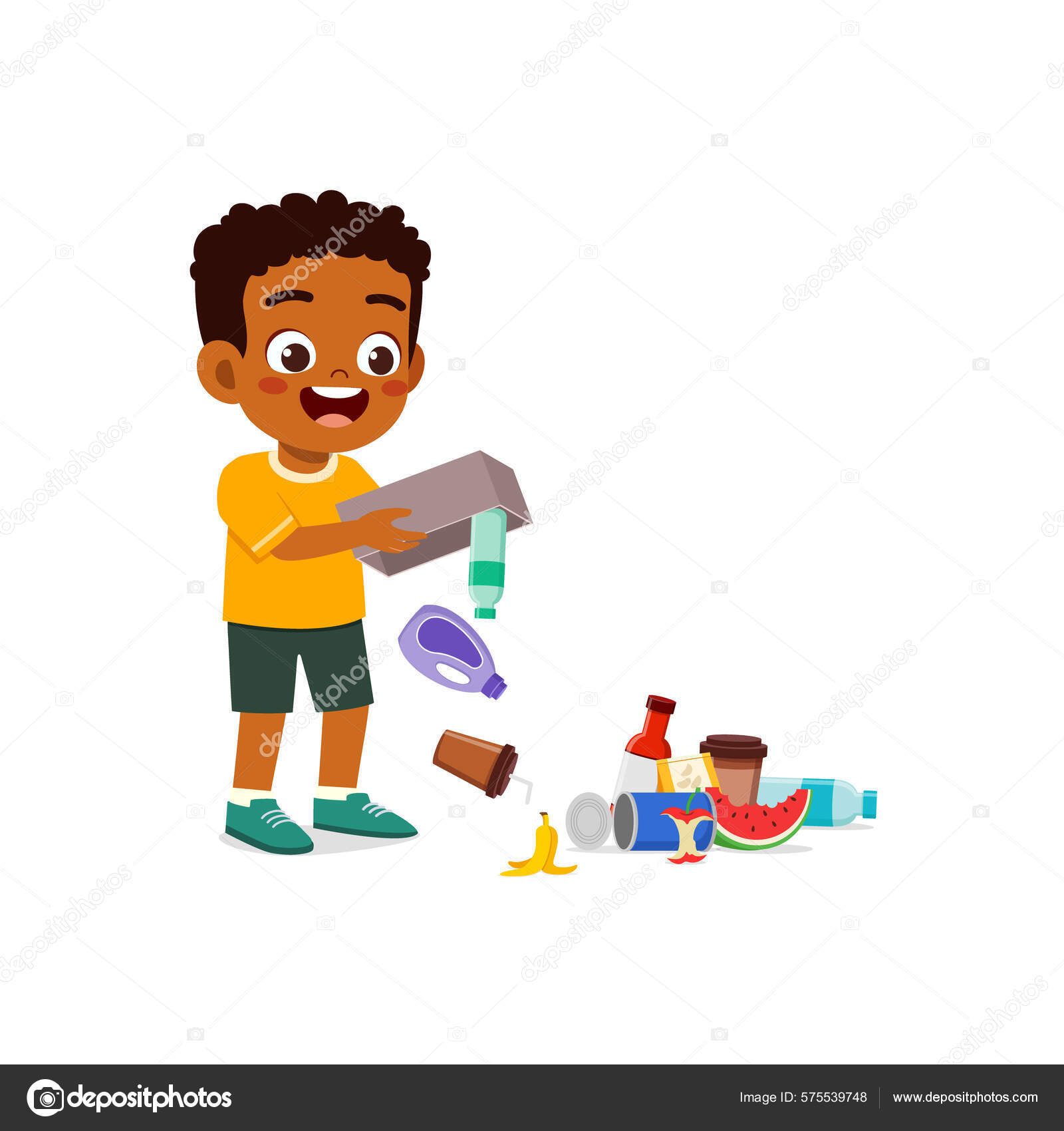 Niño Pequeño Con Mal Comportamiento Hacer Basura Vector De Stock Por