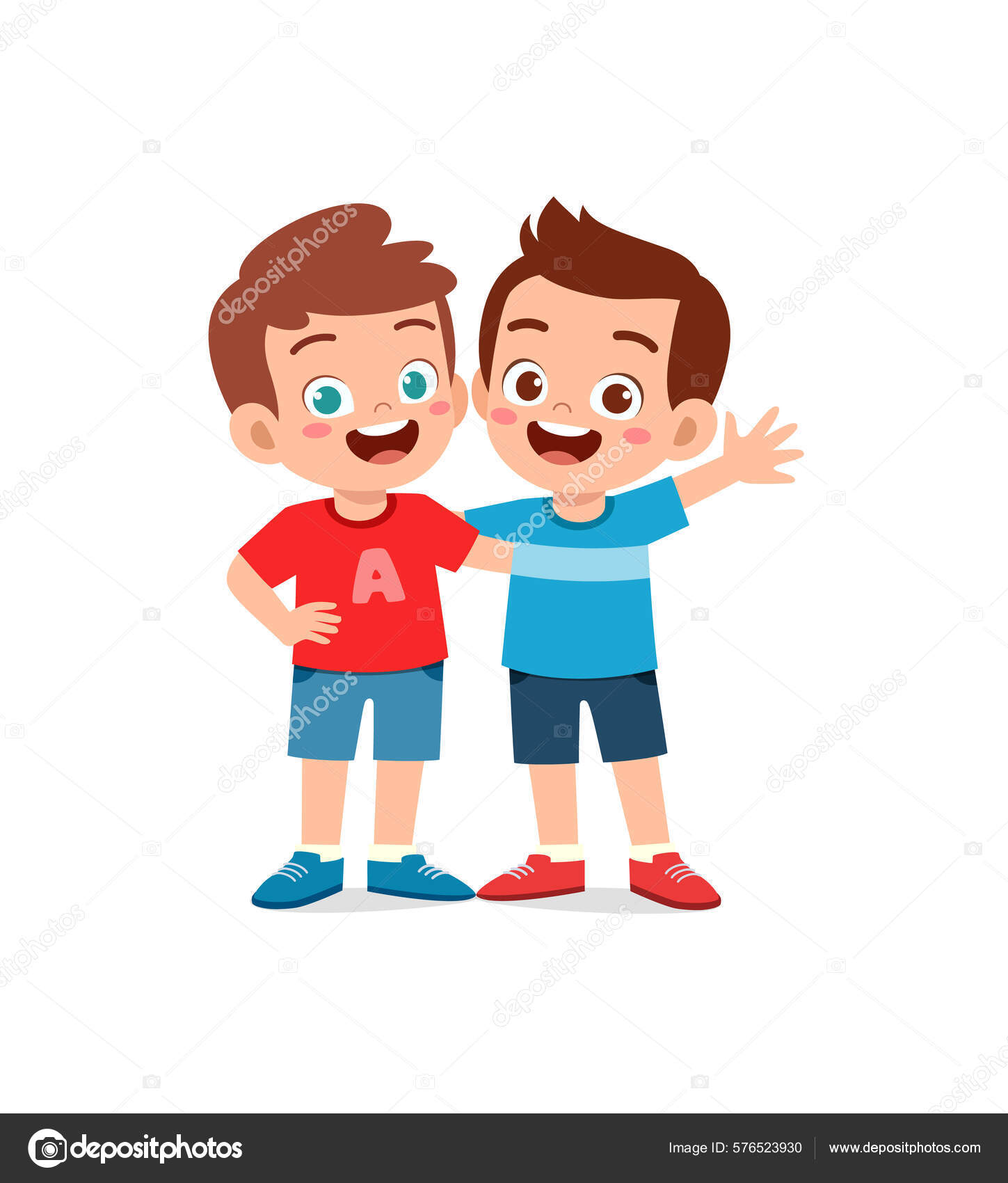 Little Kid Hug Best Friend Feel Happy Stock Vector by ©colorfuelstudio ...
