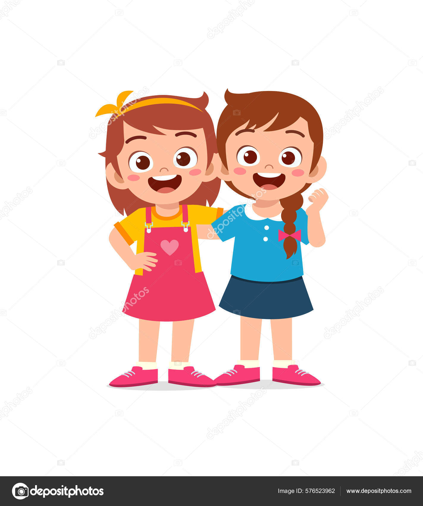 Pequeño Niño Abrazar Mejor Amigo Sentirse Feliz Vector de stock ...