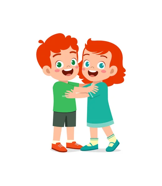 Little Kid Hug Best Friend Feel Happy Stock Vector by ©colorfuelstudio ...