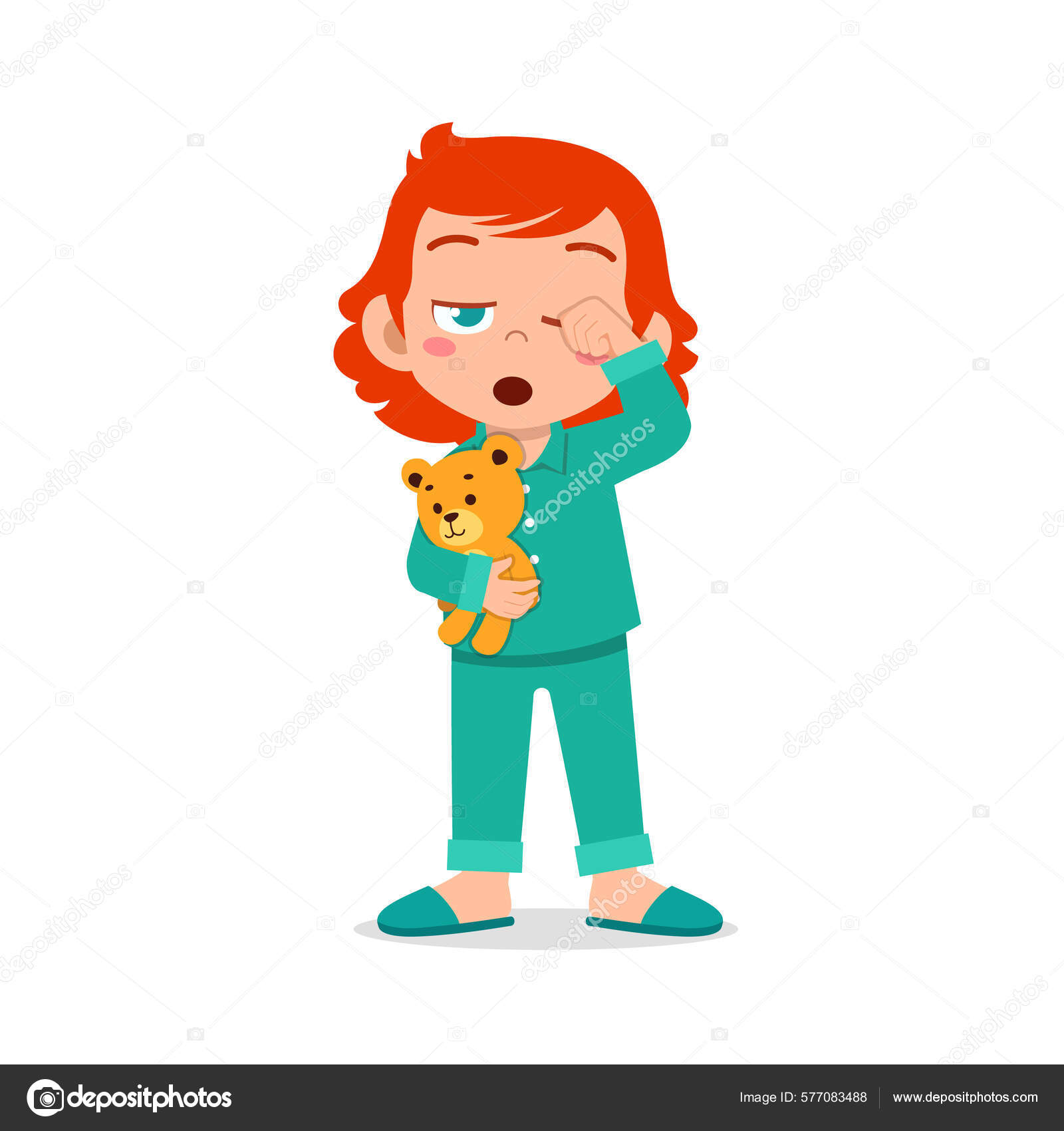 Little Kid Feel Sleepy Want Sleep Stock Illustration by ...