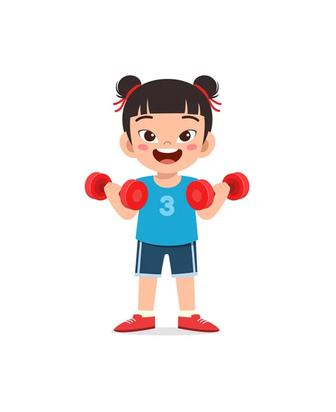 Niño Pequeño Hacer Ejercicio Con Levantamiento Pesas Vector de stock ...