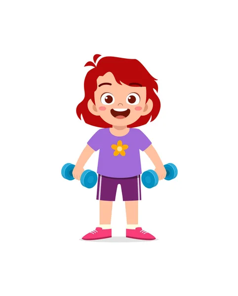 Little Kid Workout Lift Dumbbell Stock Vector by ©colorfuelstudio 582775498