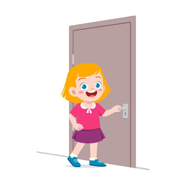 Child Holding Door Open Clip Art