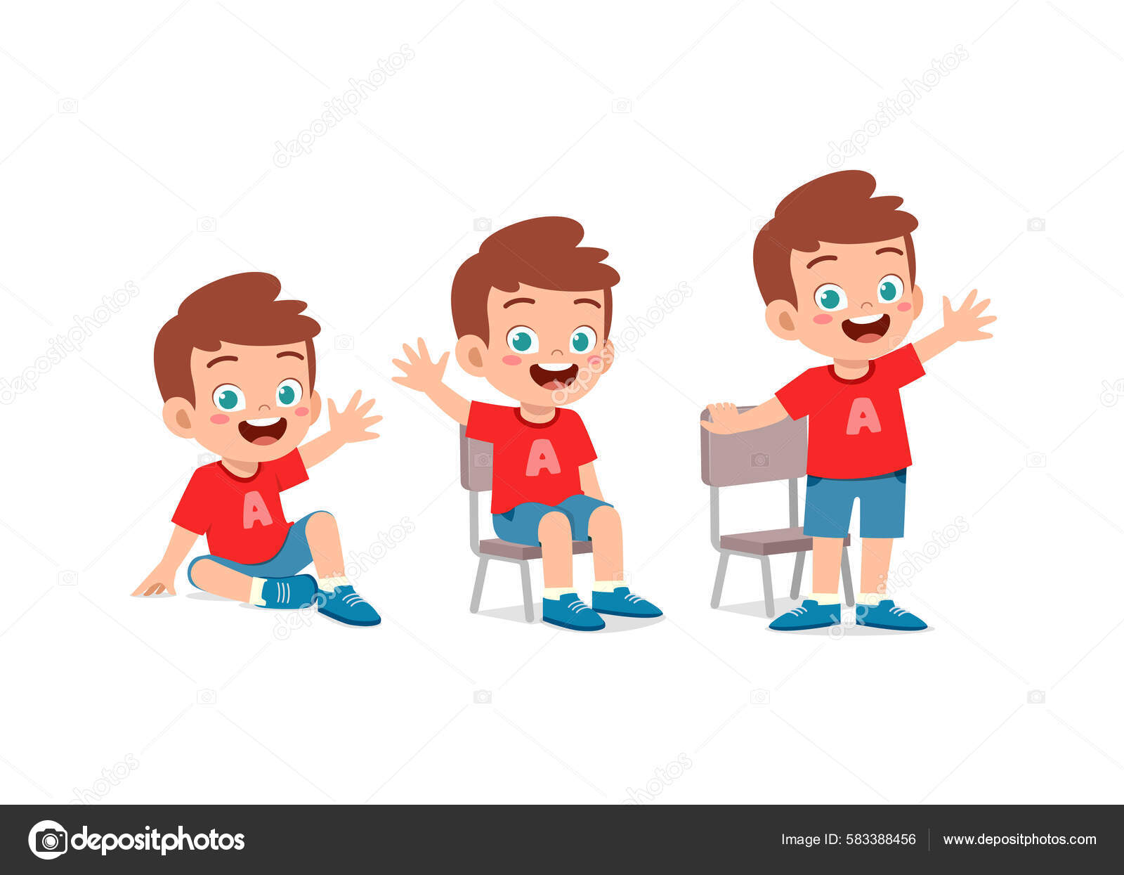 Little Kids Pose Sit Standing Stock Vector by ©colorfuelstudio 583388456