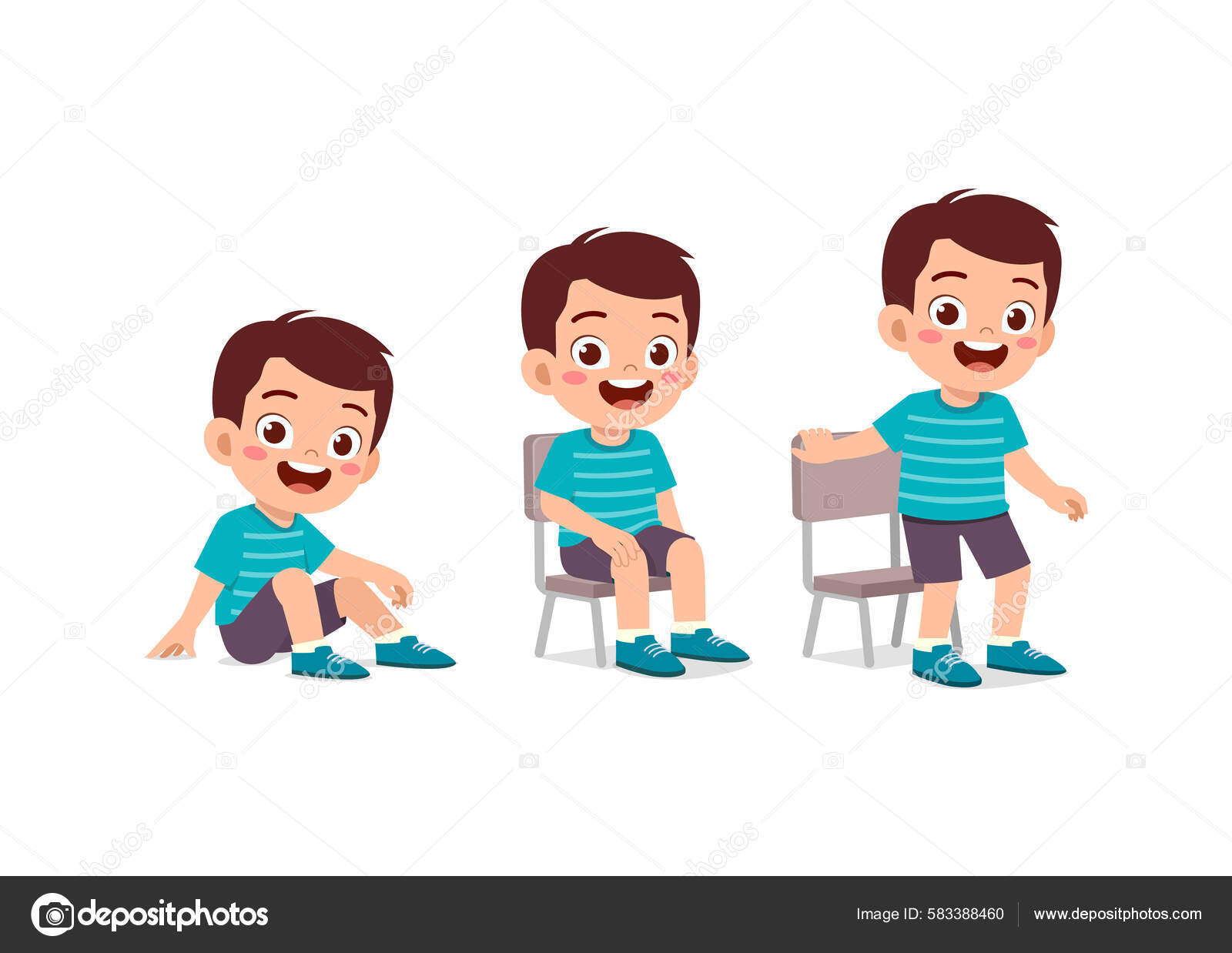 Little Kids Pose Sit Standing Stock Illustration by ©colorfuelstudio ...