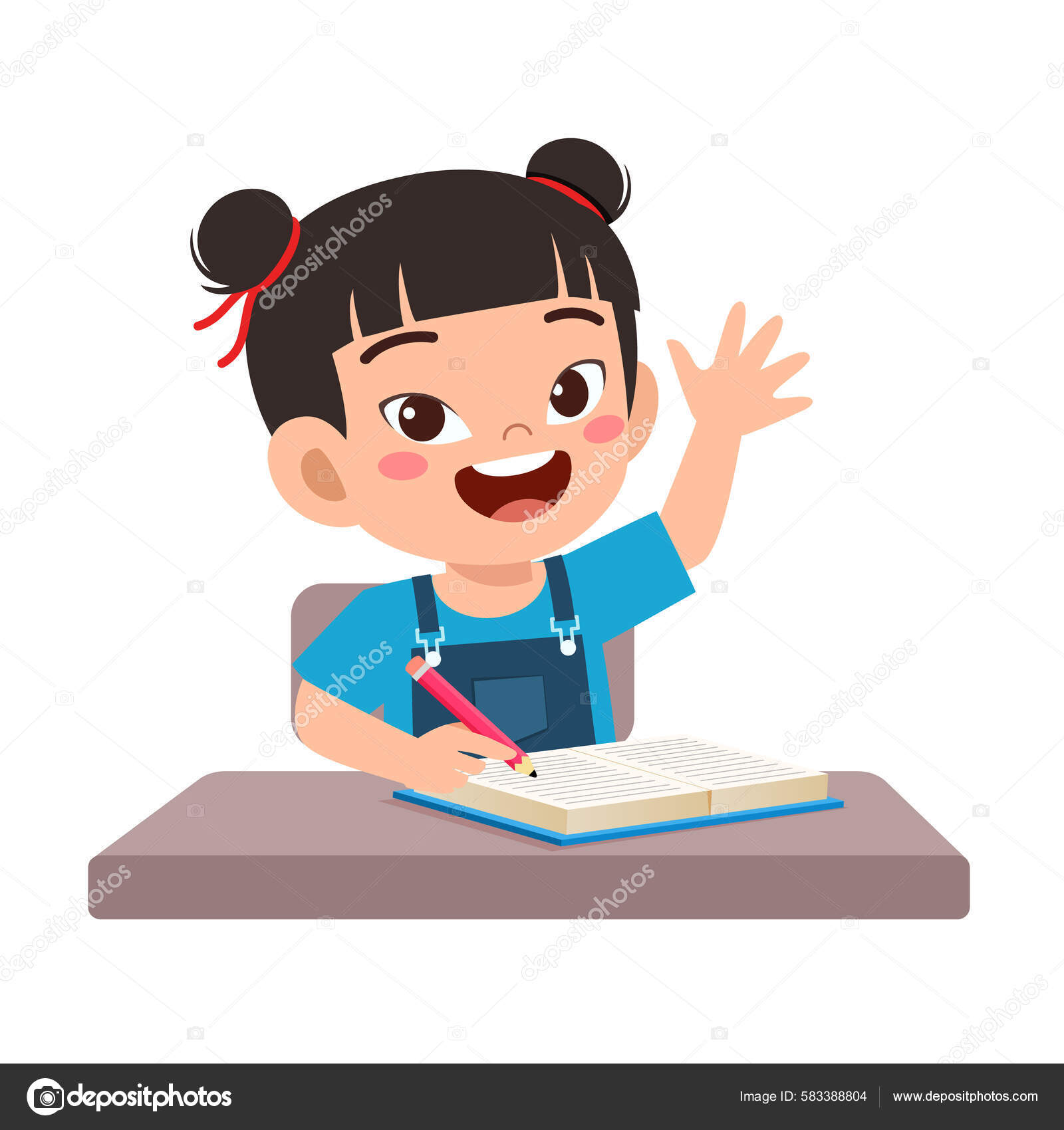 Little Kid Raise Hand Answer Question Stock Vector Image by ...
