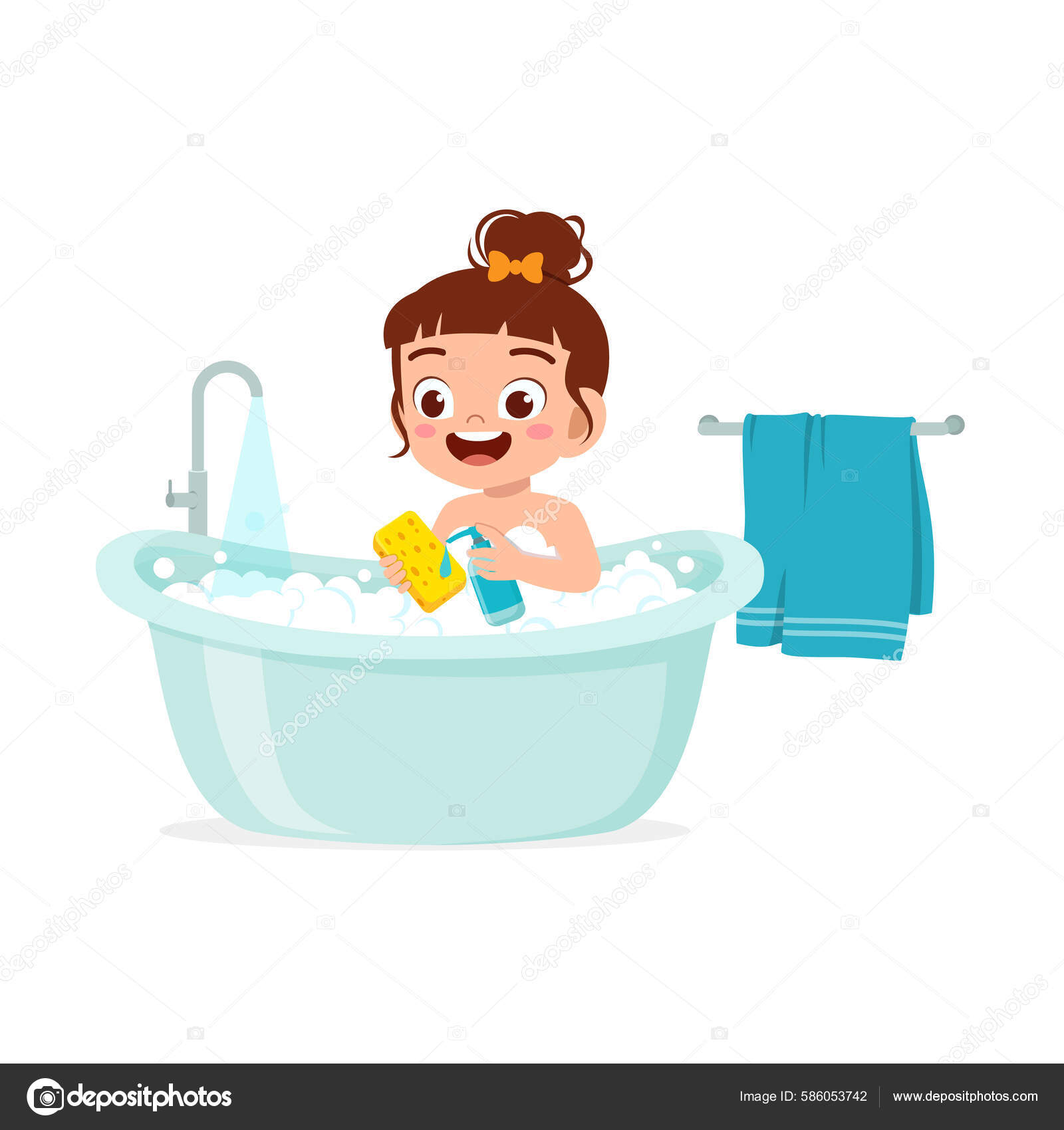 Kids Taking A Bath Clipart