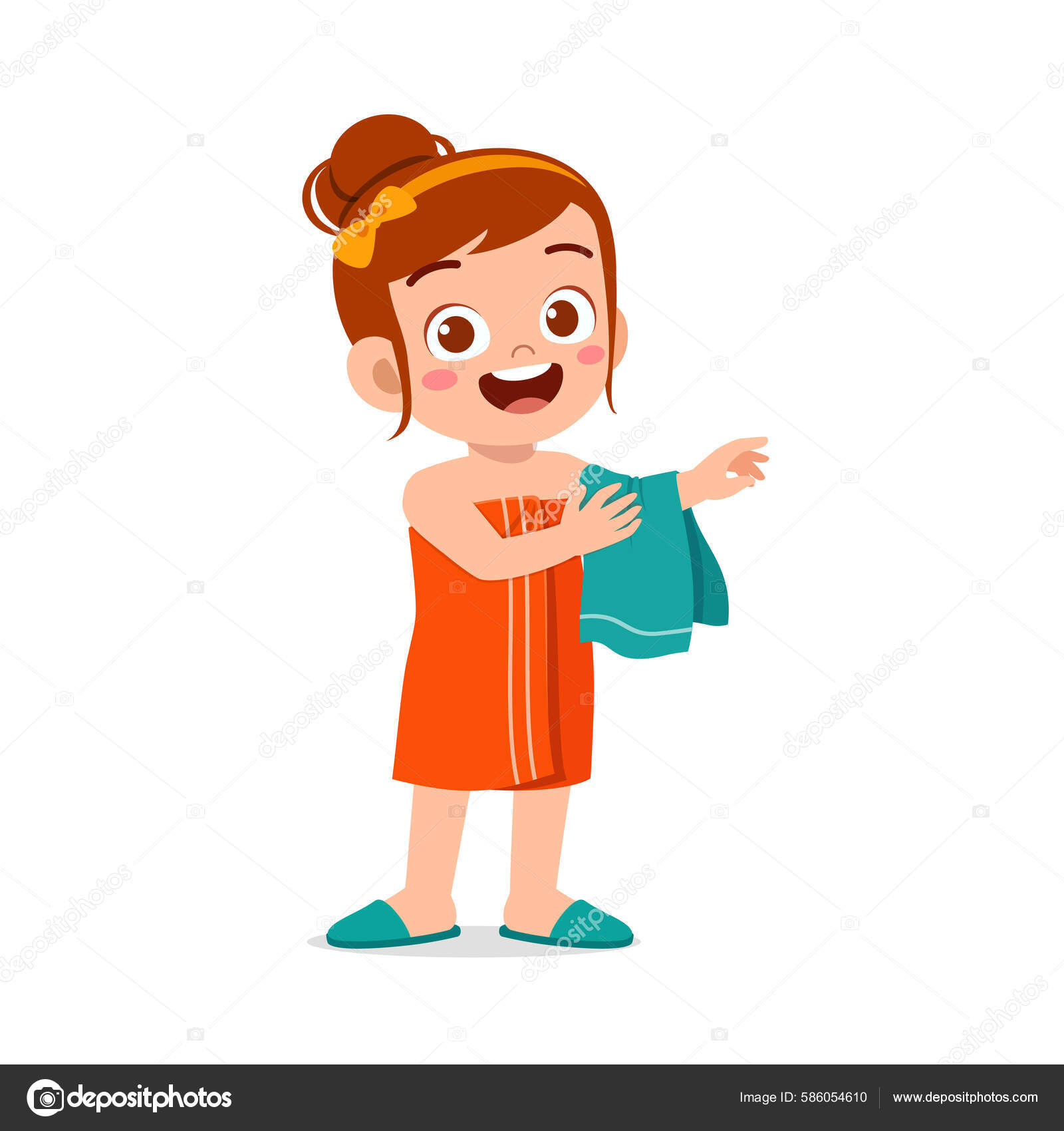 Cartoon Drying Body With Towel