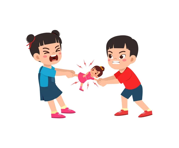 Little Kid Pulling Toy Friend Feel Angry Stock Vector Image by ...