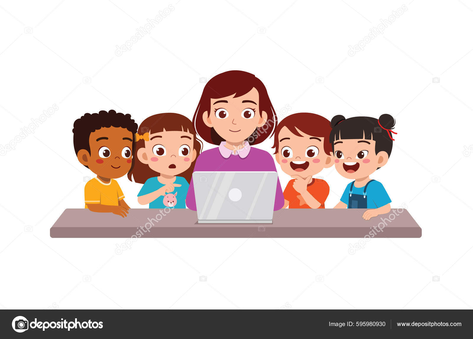 Teacher Explain Computer Internet Student Stock Vector Image by ...