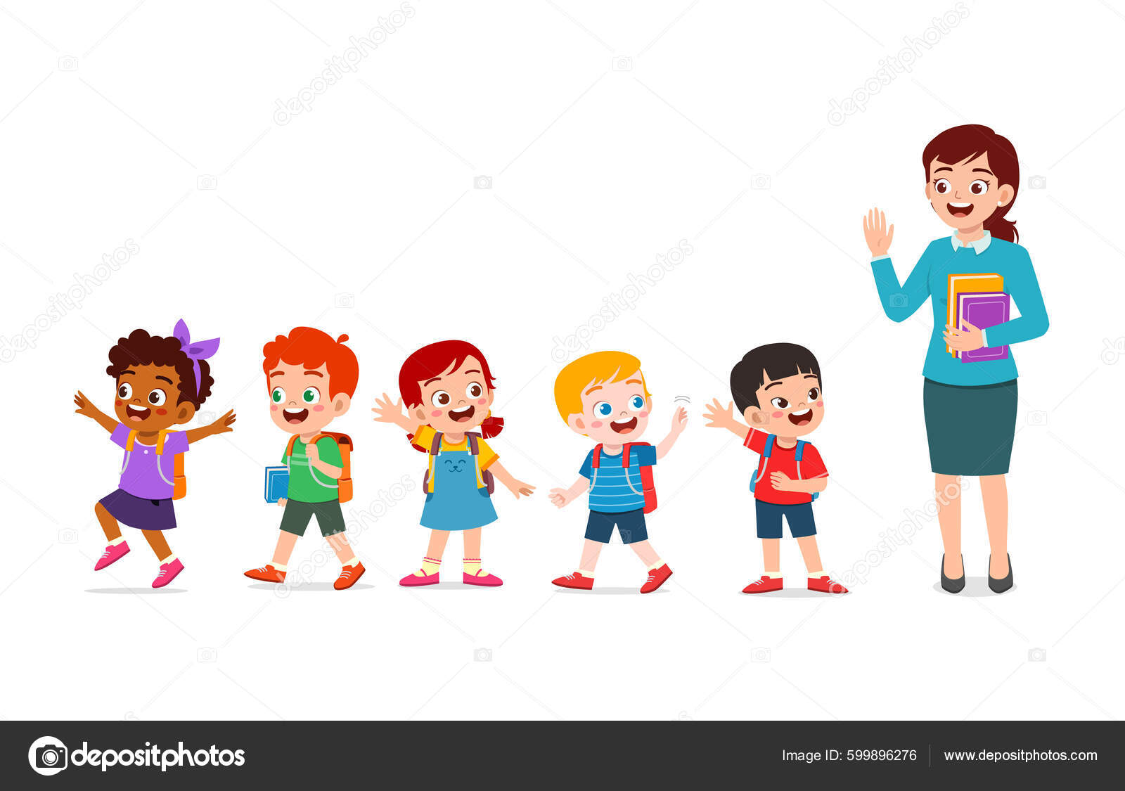 Little Kid Home School Say Goodbye Vector de stock por ©colorfuelstudio ...