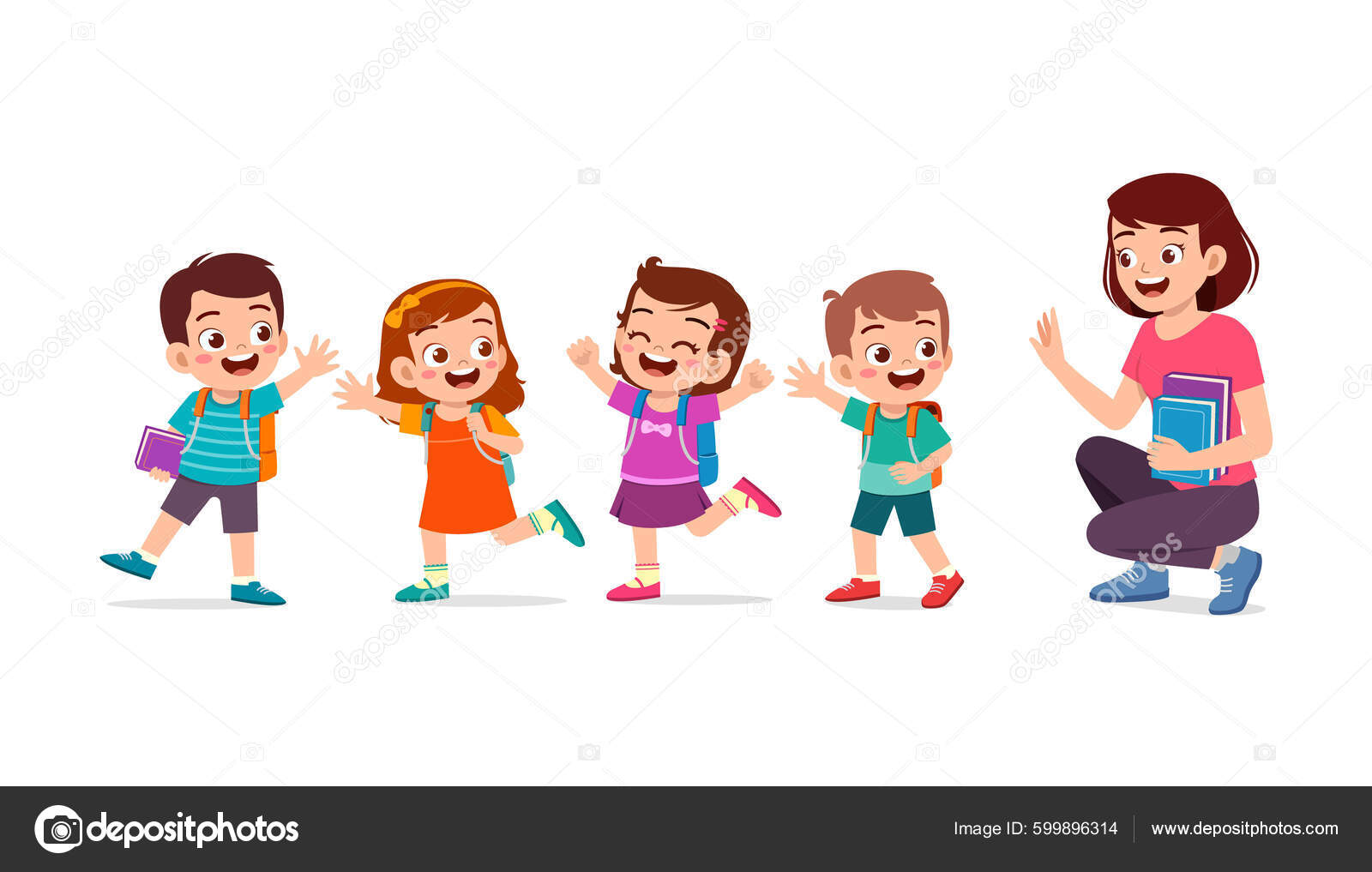 Little Kid Home School Say Goodbye Stock Vector Image by ...