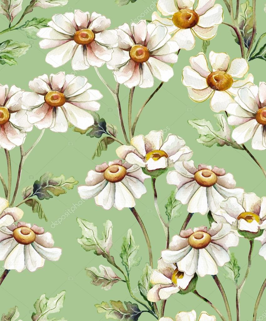 Feverfew Seamless Pattern Stock Illustration by ©M.Grau #33056481