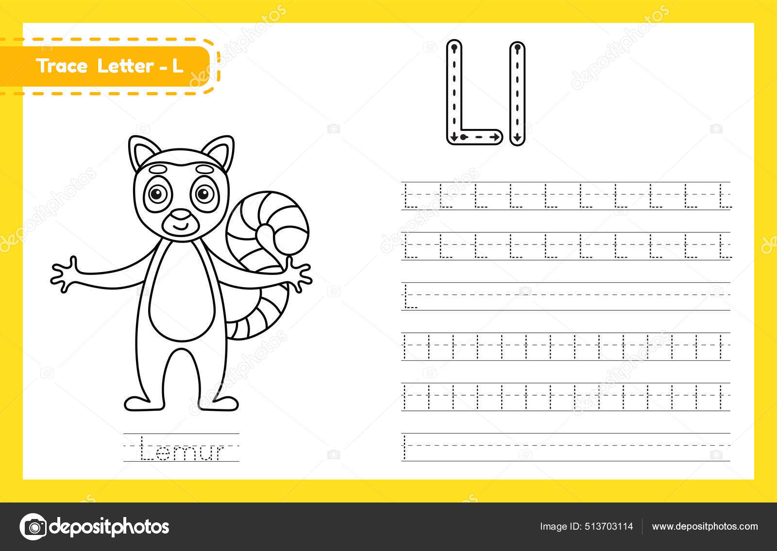 Image vectorielle Trace Lettre Majuscule Minuscule Alphabet Tracing ...