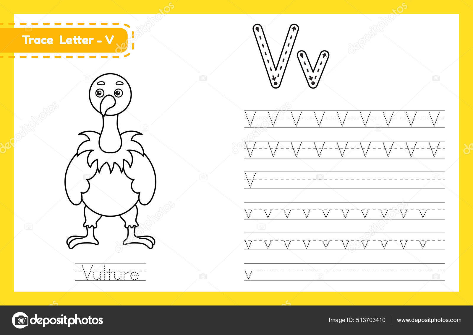 Hoja De Trabajo Para Practicar La Letra V