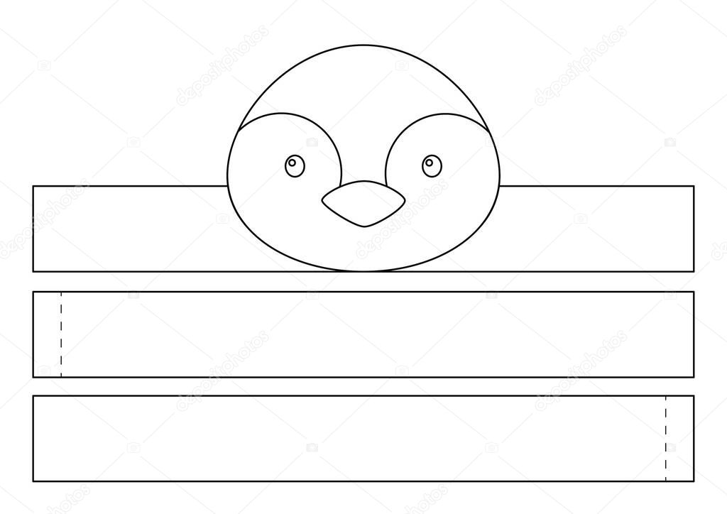 Printable penguin paper crown. Diy cut party ribbon template for ...