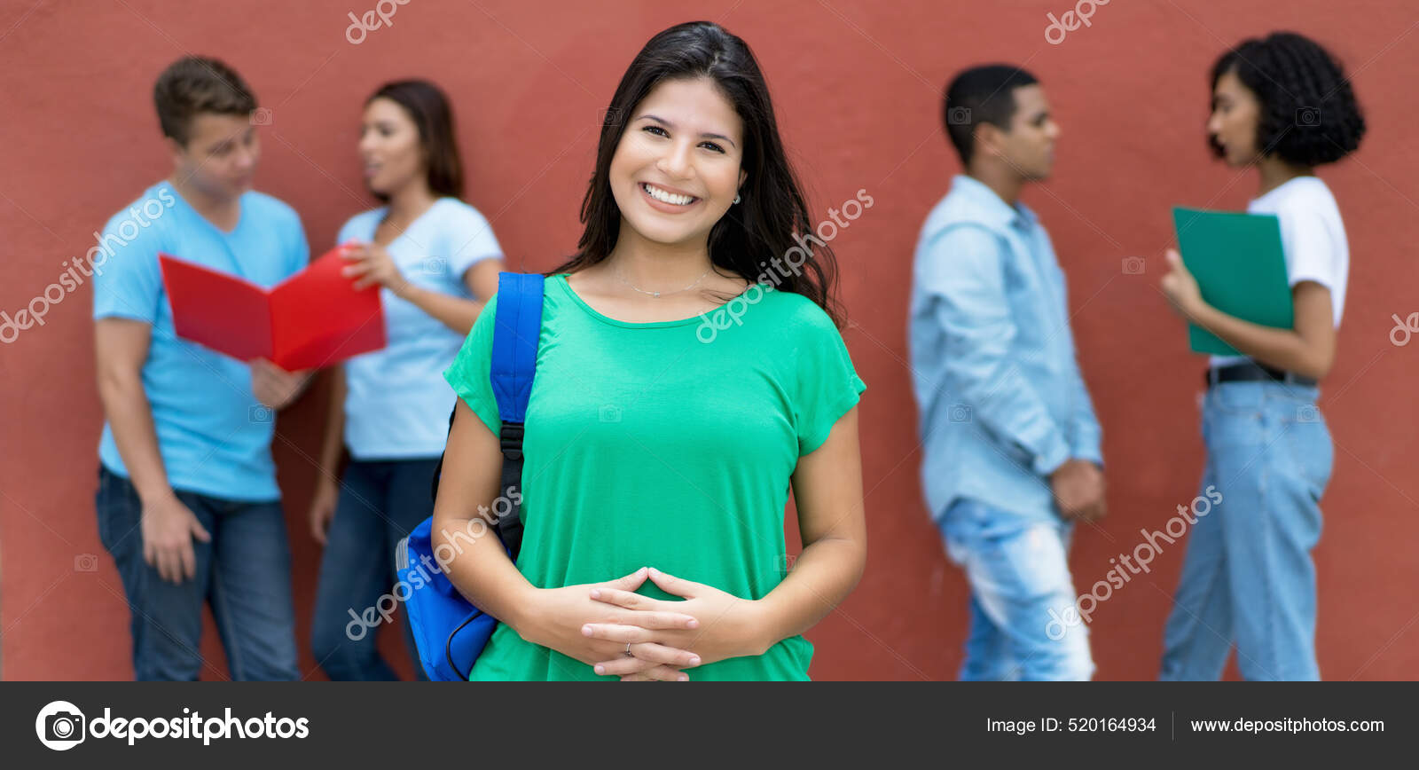 Beautiful Caucasian Female Student Group Multi Ethnic Young Adults ...